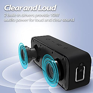 MUQI Bluetooth Speaker, Portable Bluetooth Speakers Wireless, IPX7 Waterproof Shower Speaker, 10W Loud Stereo Sound, 12H Playtime TWS Dual Pairing for Home Outdoors