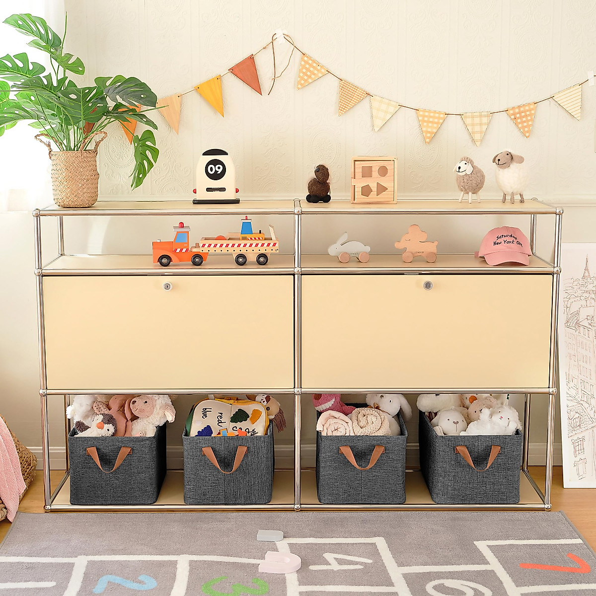 GRANNY SAYS Closet Storage Bins, Large Clothing Bins, Closet Shelf Organizer with Metal Frame, Storage Baskets for Shelves, Fabric Bins for Storage, Bins for Closet Organization, Sky Blue, 2-Pack