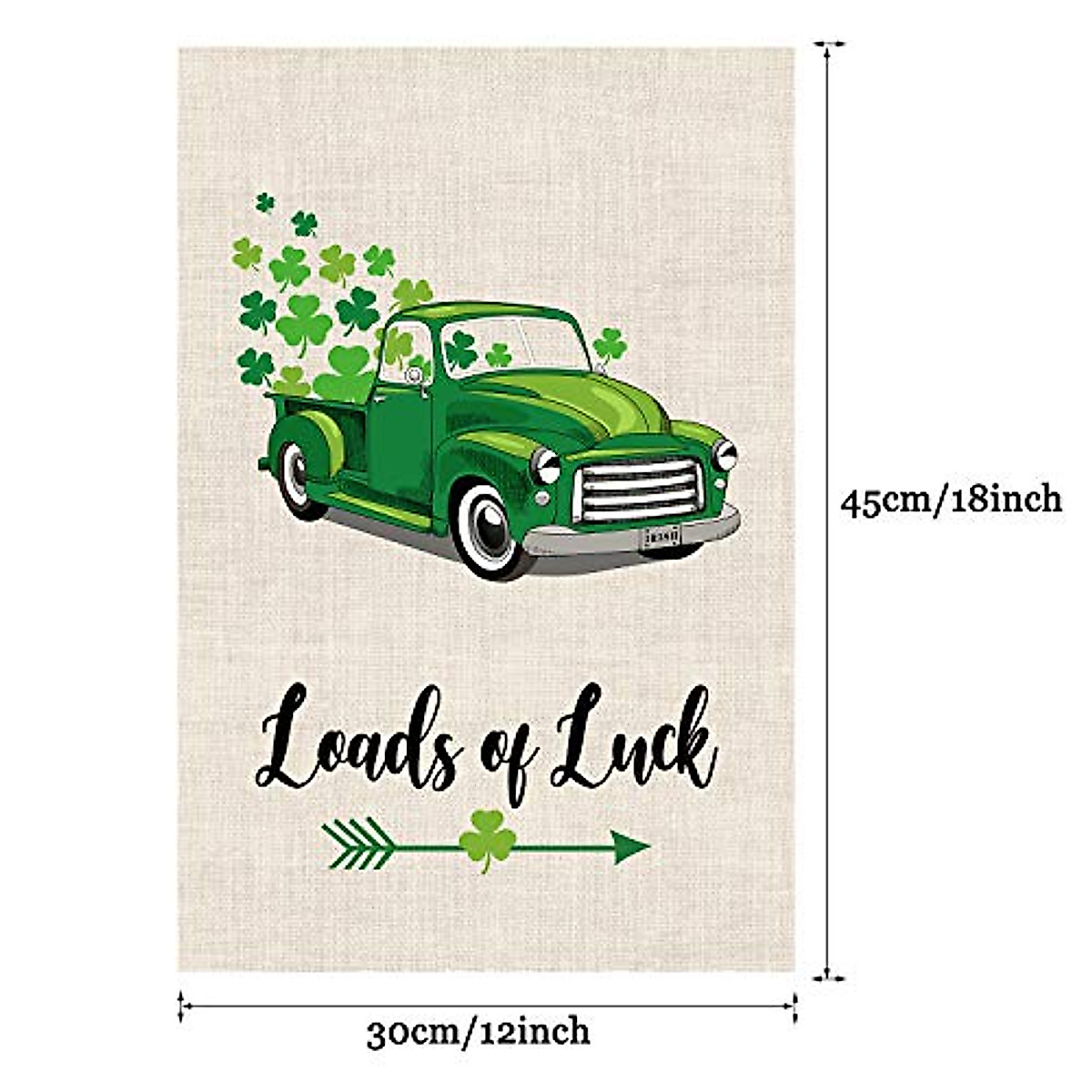 PTFNY St. Patrick's Day Garden Flag Truck Loads of Luck Clovers Irish Green Shamrocks Saint Patrick's Day Yard Flags Double Sided 12 x 18 Inch St. Patty's Outdoor House Yard Lawn Decorations