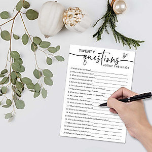 ZIIUFRN Bridal Shower Games, Twenty Questions About The Bride, 5x7 Inches, Fun and Hilarious Games for Bridal Shower, Wedding Shower, Bachelorette Party Decorations Supplies -A05