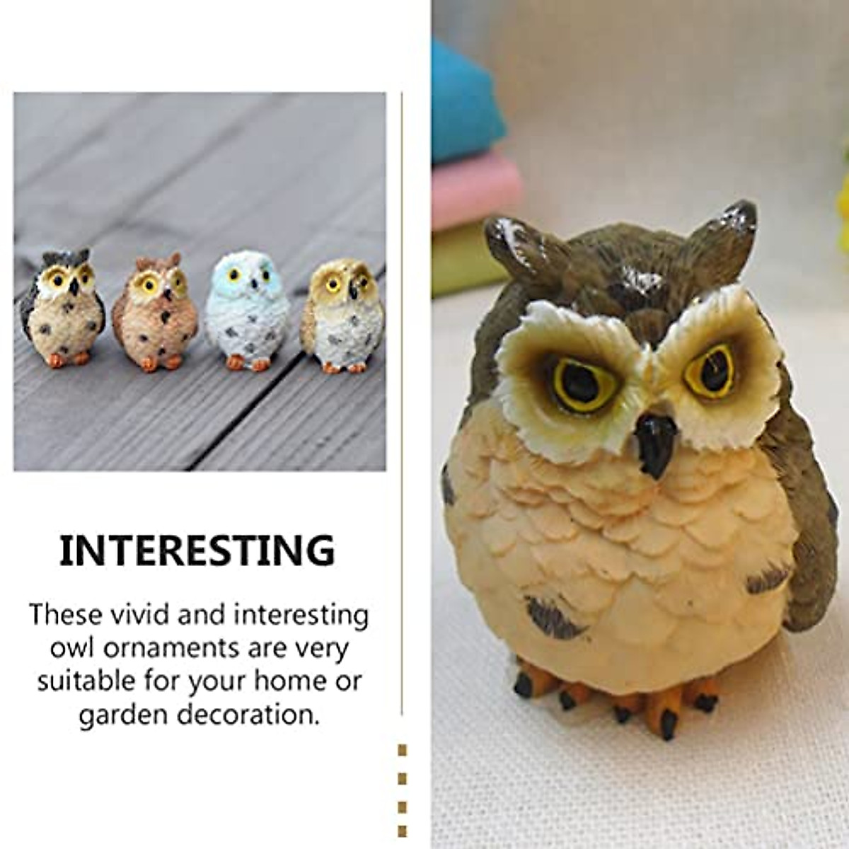 BESPORTBLE 4pcs Owl Decoration Micro Landscape Owl Resin Owl Figurine Owl Figurines Outdoor Planters Decorative Owl Outdoor Gift Outside Planters Resin Animal Ornament Mini Miss Dashboard
