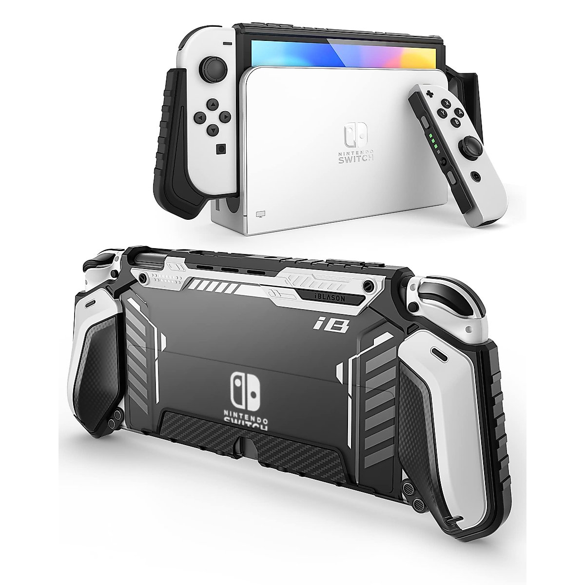 i-Blason Armorbox for Nintendo Switch OLED Case 2021 Dockable Comfortable Grip Protective Anti-Scratch Case Compatible with Nintendo Switch OLED Model and Joy-Con Controller (White)