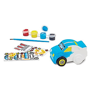 Melissa & Doug Race Car Bank: Decorate-Your-Own Kit & 1 Scratch Art Mini-Pad Bundle (08863)