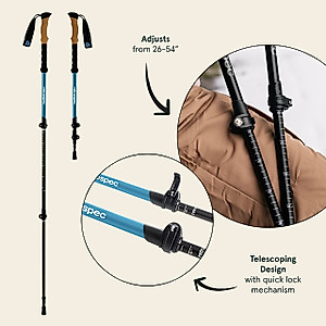 Retrospec Solstice Hiking Poles for Men & Women - Adjustable and Collapsible Lightweight Walking & Trekking Sticks - Aluminum w/ Cork or Foam Grip