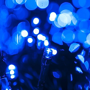 lychee® Solar Powered String Light 55ft 17m 100 LED Solar Fairy Light String for Garden,Outdoor,Home,Christmas Party (17m 100Leds, Blue)