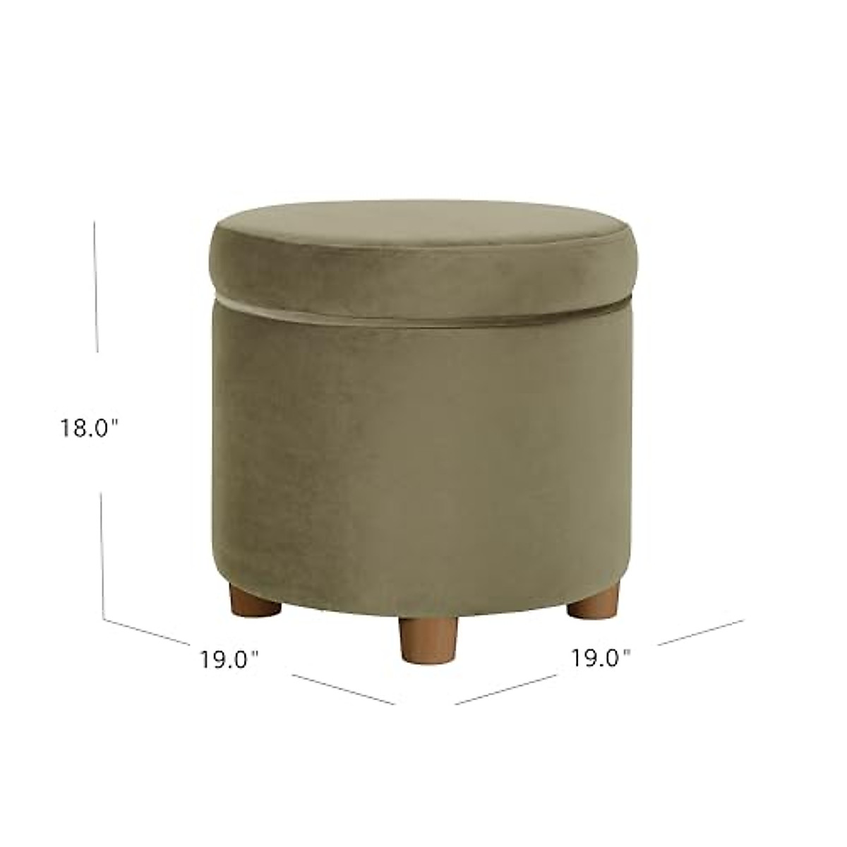 HomePop Home Decor | Upholstered Round Storage Ottoman | Ottoman with Storage for Living Room & Bedroom, Light Sage Green Velvet Large
