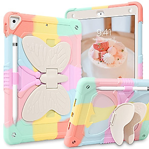 GUAGUA Compatible for iPad Air 2 Case for Kids, iPad 6th/5th Generation Case 2018/2017, iPad Pro 9.7 Case Kickstand Cover 2 in 1 Rugged Shockproof Anti-Scratch Tablet Case with Pen Holder, Colorful