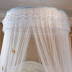 Princess Lace Dome Fantasy Mosquito Netting Hanging Round Canopy Bed Net Height 2.7 m/106 in