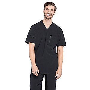 Cherokee Infinity Men Scrubs Top Tuckable V-Neck CK910A, L, Black