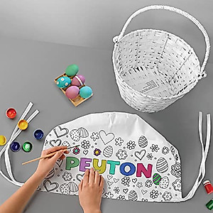 Floral and Heart Theme DIY Personalized Easter Egg Basket with Handle and Custom Name | Color It Yourself Easter Basket Liners | White Basket | Woven Easter Baskets for Kids | Customized Easter Basket