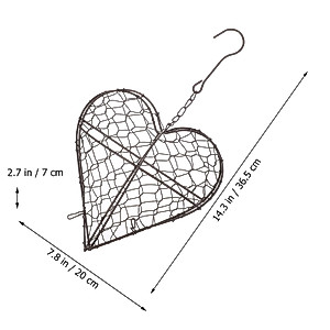 Angoily 2pcs Hanging Planter Heart Shaped Flower Basket Vintage Succulent Pot Outdoor Bonsai Holder for Balcony Garden Wedding (Brown)