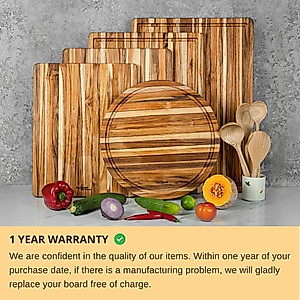 BEEFURNI Teak Wood Cutting Board with Juice Groove, Small Wooden Cutting Boards for Kitchen, Hanging Chopping Board, Mothers Day Gifts, 1 Year Warranty, (Small, 14 x 10 x 0.6 inches)