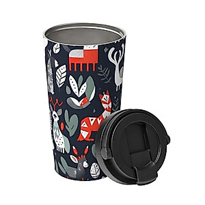 WANGZHAO Scandinavian Animals Print Double Wall Stainless Steel Vacuum Insulated Tumbler Cup Home Thermal Cup