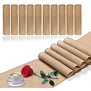 5 Pack Burlap Table Runners, 12 x 71 Inch Rustic Table Runner Farmhouse Table Decor, Burlap Woven Fabric Placemats Rustic Long Roll Home Decor for Outdoor Wedding and Dinner