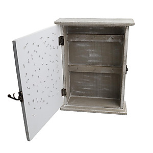 Risbay 1PCS White Wooden Key Cabinet with 6 Key Hooks Key Storage Lock Box Wall Mounted Key Hangers for Home Office Entryway Hallway Bedroom Living Room