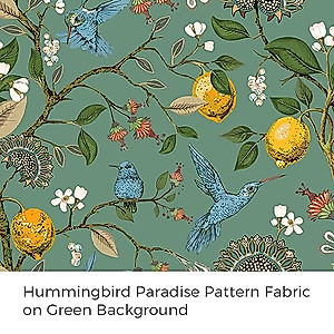 Topfinel Sage Green Tall Curtains 96 Inches Long Cute Bedroom Heat Block Vintage Botanical Floral Hummingbird Patterned Silk Drapes Grommet Room Darkening Curtains Extra Long 96 Inch Length,2 Panels