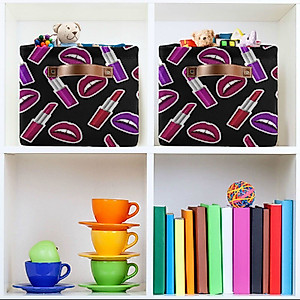 ALAZA Love Lipstick Lips Foldable Storage Box Storage Basket Organizer Bins with Handles for Shelf Closet Living Room Bedroom Home Office 1 Pack