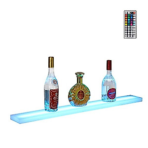 ROVSUN 1 Step 36 Inch Wall Mounted LED Lighted Liquor Bottle Display Shelf Bar Shelf with Remote Control, Illuminated Liquor Shelves LED Bar Shelves for Commercial Home Man Cave Bar Accessories