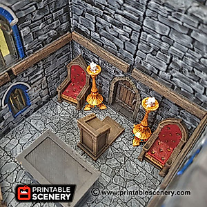 3DEGOS Church Chapel Chattels Furniture Set DND Terrain 28mm for Dungeons and Dragons, D&D, Pathfinder, Warhammer 40k, RPG, Miniatures, Age of Sigmar, Tabletop, D and D, Dungeons and Dragons Gifts
