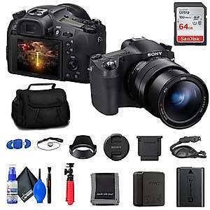 Sony Cyber-Shot DSC-RX10 IV Digital Camera (DSCRX10M4/B) + 64GB Card + Card Reader + Case + Flexible Tripod + Hand Strap + Memory Card Wallet + Cap Keeper + Cleaning Kit (Renewed)