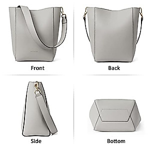 BOSTANTEN Leather Purses and Handbags for Women Designer Hobo Bucket Bag Fashion Small Crossbody Purses Grey Small size