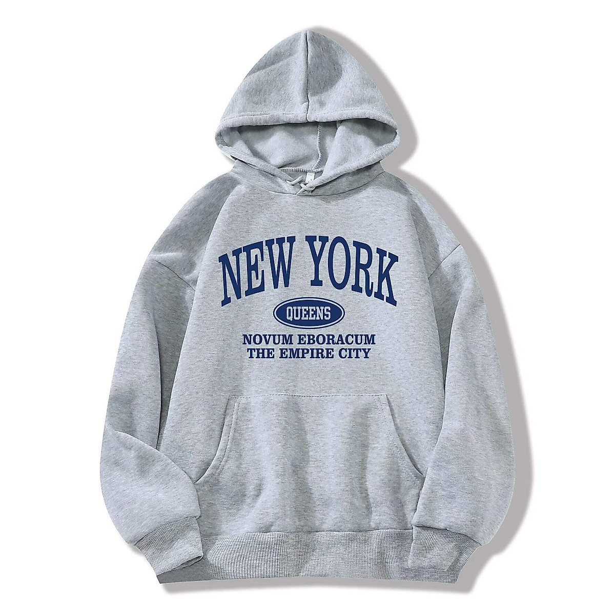 Labolliy Women Letter Graphic Kangaroo Pocket Drawstring Pullover Thermal Hoodie Sweatshirts Grey