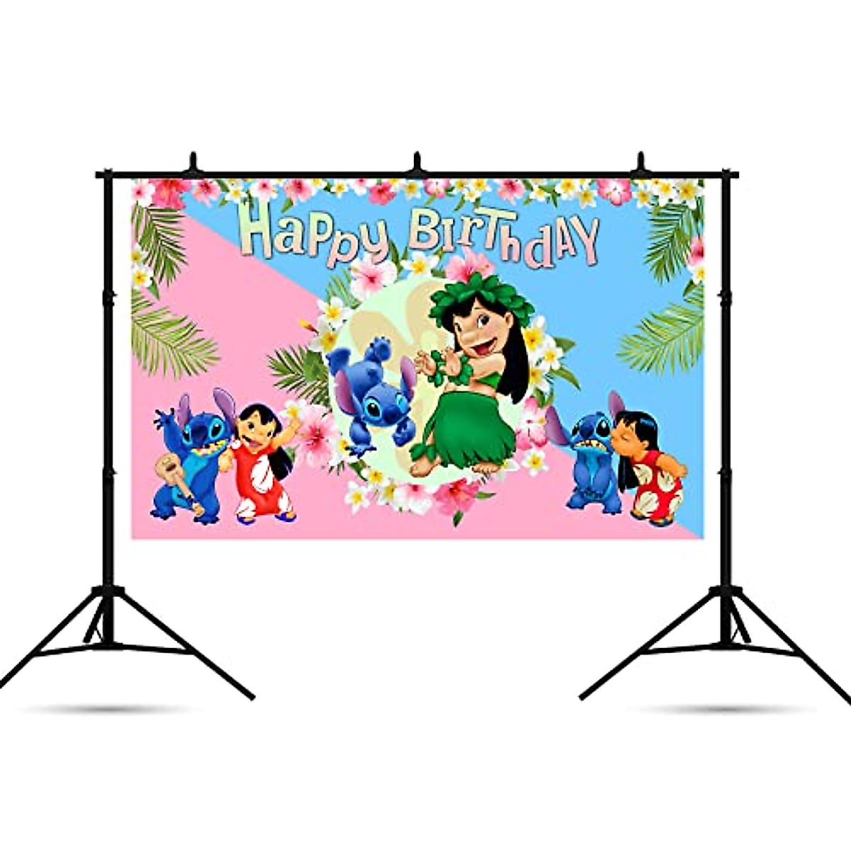 huio Hawaiian Aloha Backdrop for Lilo and Stitch Theme Birthday Party Supplies 6x4ft Tropical Summer Photo Background for StitchTheme Party Cake Table Decorations Baby Shower Banner, One Size