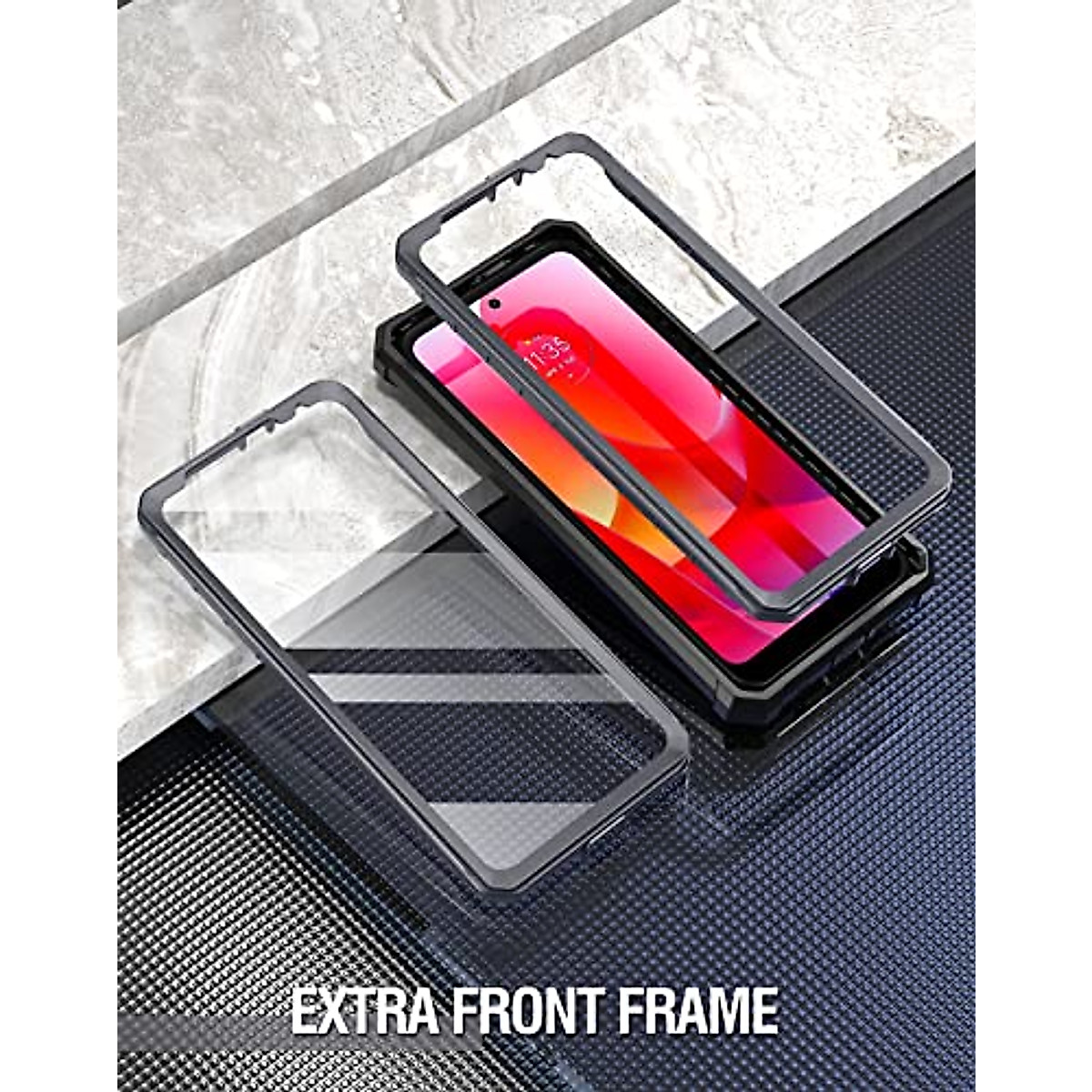 Poetic Guardian Case for Motorola Moto G Power 2022, [20FT Mil-Grade Drop Tested], Full-Body Hybrid Shockproof Bumper Cover with Built-in Screen Protector, Black/Clear