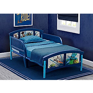 Delta Children Plastic Toddler Bed, Disney/Pixar Toy Story 4 + Delta Children Twinkle Galaxy Dual Sided Recycled Fiber Core Toddler Mattress (Bundle)