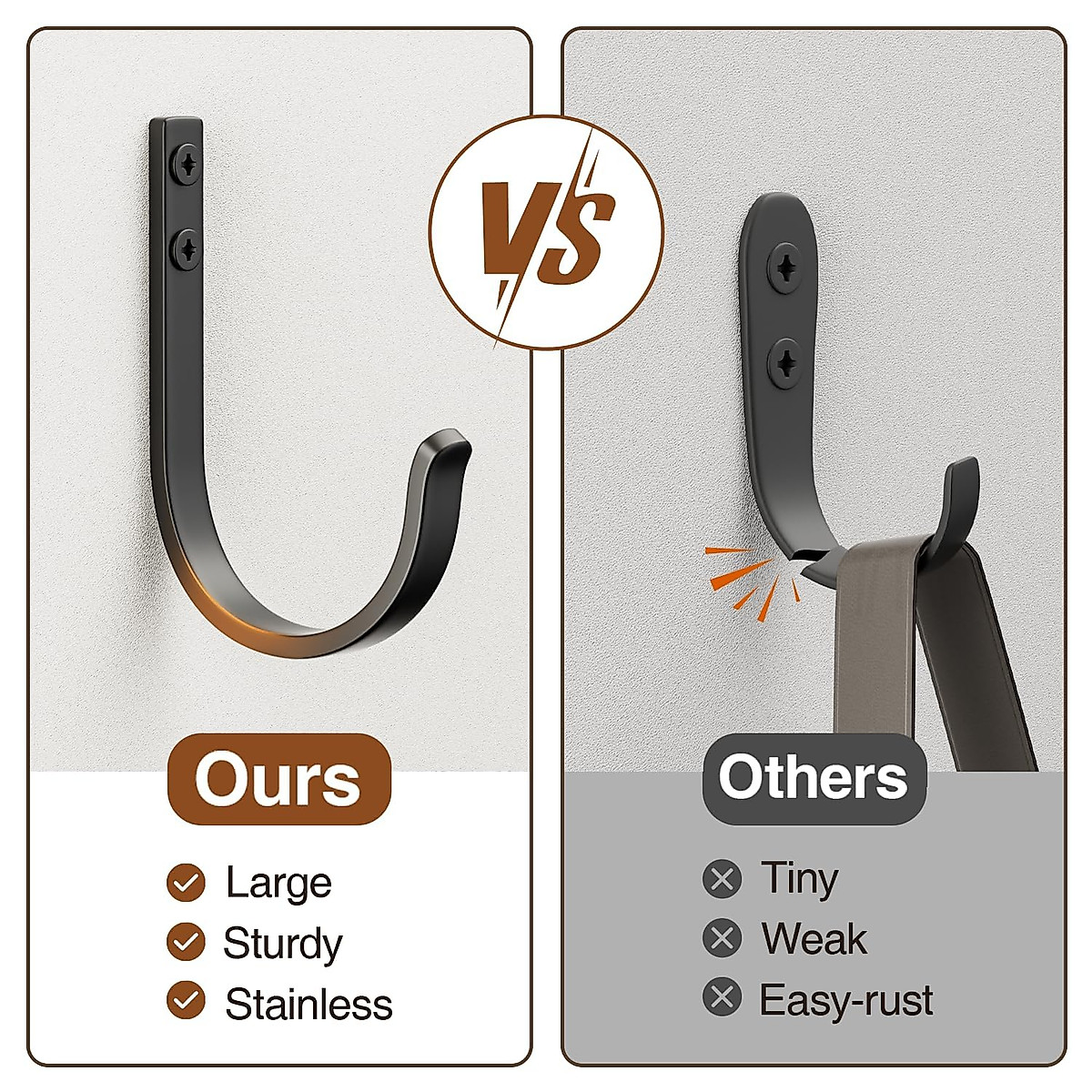 Josmimic Wall Hooks for Hanging Towel/Coat - 22LB Screw in Metal Hanger Wall Mount, for Outdoor, Closet, Door, Bathrooms, for Backpack, Robe, Black 5 Pack