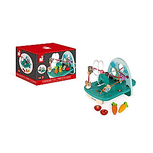 Janod Rabbit & Co Looping W/Color Matching, Activity Center Learning Toy for Boys and Girls - Counting, Concentration, Shape Recognition and Motor Skills for Ages 18+ Months