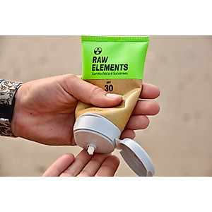 Raw Elements Mineral Sunscreen Moisturizer - Non-Nano Zinc Oxide, 95% Organic, Reef Safe, SPF 30+, Unscented, 3oz Tube (2-Pack)