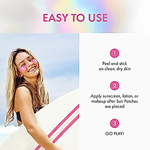 Sun Patch, Reusable Under Eye Sunblock Patches, 100% Silicone Sunscreen Under Eye Patches for UV Protection, Face Stickers with UPF 50, 3 Pack/12 Pairs, 3 Colors