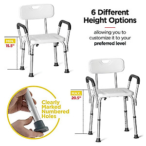 Shower Chair with Handels Set of 3 Includes Back Scrubber & Additional Sponge Tool Free Shower Chair for Elderly Bath Chair for Elderly by Medical King