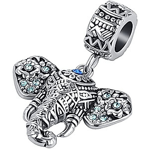MZC Jewelry Lucky Elephant Charm for Pandora Bracelet Good Luck Animal Dangle Bead for Mom Daughter Sister Women Birthday