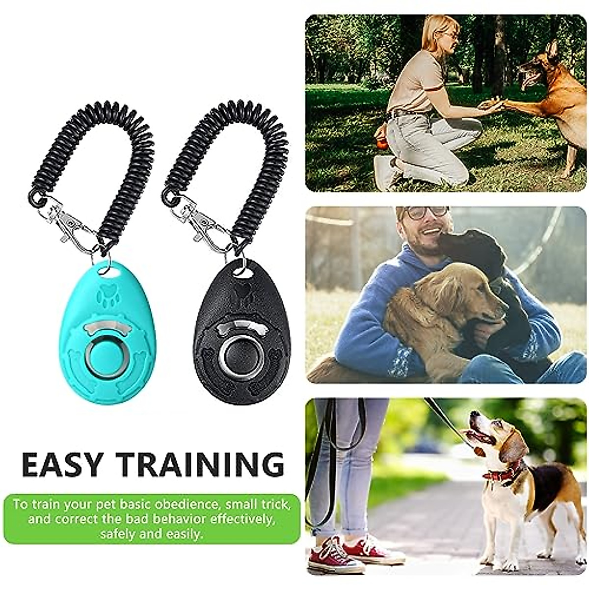 Dog Treat Pouch - 3 Ways to Wear Treat Pouches for Pet Training and 2 Pieces Clicker Taining for Dogs, Dog Training Treat Pouch Bag and Dog Clicker for Training with Waist Belt Shoulder Strap - Black
