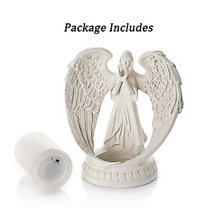 Angel Statue Tea Light Holder - Blessing Angel Figurine Candle Holder for Garden Home Altar Shelf Decor Favors Sympathy Gift Memorial Tribute Remembrance Funeral Decoration