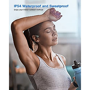 Bone Conduction Headphones, Open Ear Headphone Bluetooth Wireless with Mic, Sports Waterproof Sweatproof Headset, Conducting Induction Earbuds Earphones for Running Cycling Walking Workout Gym Work