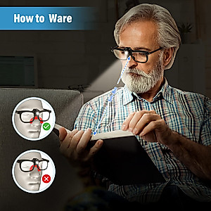 Delixike 200% Magnifying Glasses with Light,LED Lighted Magnification Eyeglasses, Bright Sight Hands Free Magnifier for Close Work, Jewelry,Craft, Reading, Hobby