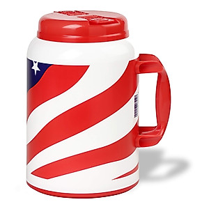 Plum Hill 100 Ounce Insulated USA Flag Mug with Handle and Flexible Straw with Flip Top Easy Pour Cap Keep Drinks Cold