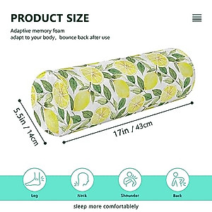 Vnurnrn Lemon Watercolo Neck Support Pillow Round Neck Roll Bolster Cylinder Pillow Cervical Pillows Round Neck Pillow for Leg Knee Back Head Support for Work Women Men Traveling Headrest
