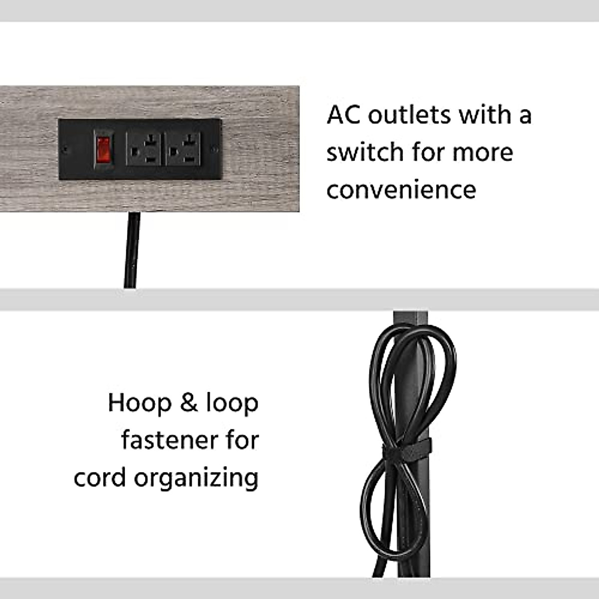 Yaheetech Kitchen Bakers Rack with Power Outlet, 36.5" W Microwave Oven Stand Kitchen Storage Rack with Hooks for Dining Room, Kitchen Organizer Shelves for Spices, Pots and Pans, Gray