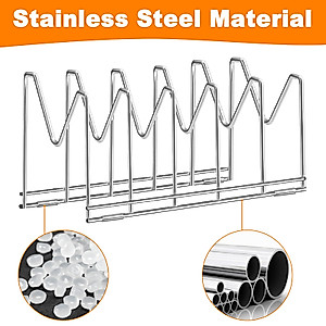 Durmmur 3 Pack Pot Lid Organizer for Cabinet, Stainless Steel Pot Lid Holder with Anti-slip Silicone Mat, Lid Rack for Pans Pots, Bakeware, Plates, Cookie Sheets, Trays, Cutting Boards