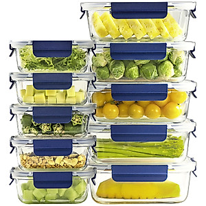 coccot Glass Food Storage Containers with Lids Airtight, [10 Pack] Glass Meal Prep Containers, Glass Storage Container Set with Bpa-free Lid for Food, Glass Lunch Bento Box