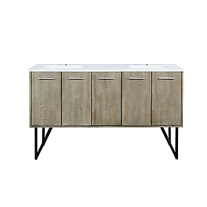 Bell+Modern Fairfield 60 in W x 20 in D Rustic Acacia Double Bath Vanity and Cultured Marble Top