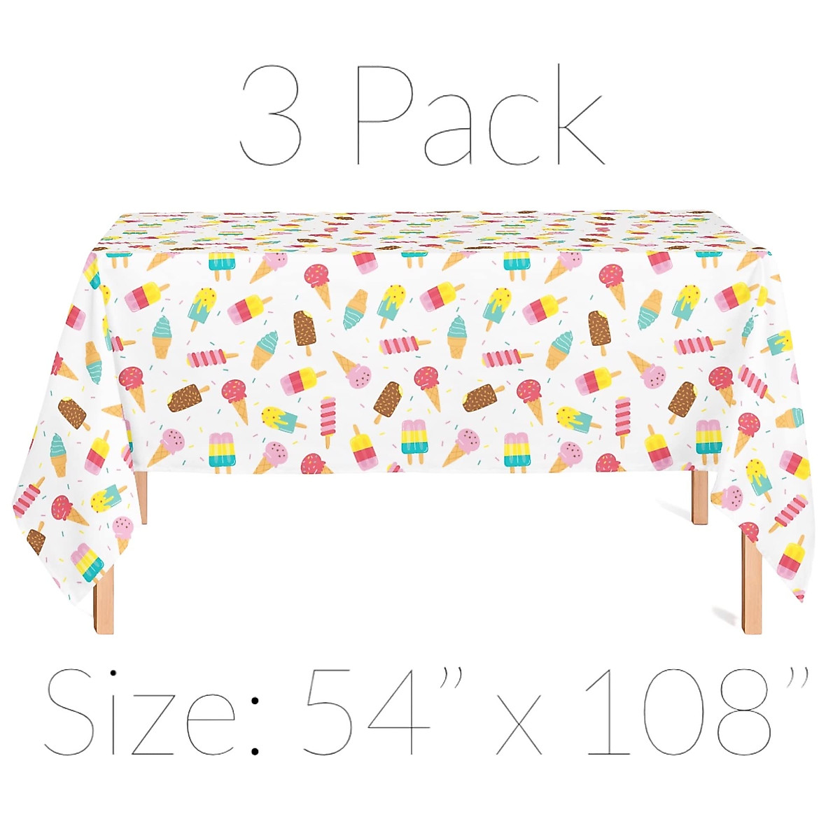 Oojami Sweet Delights Ice Cream Popsicle Extravaganza - Fun Multi Color Party Tablecovers Bundle Pack - Pack of 3 - Perfect for Birthday Party, Summer Picnics, Beach Party & Baby Shower
