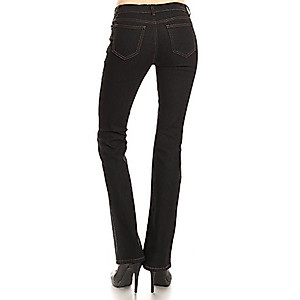 Women's Juniors Slim Low Rise Dark Denim Jeans (11, Black)