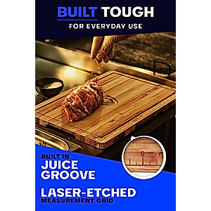 DALSTRONG Teak Wood Cutting Board - 22" x 15" Large Size - Tight Wood Grain - - Laser-Engraved Measurements & Juice Groove - Kitchen Chopping Board - Serving - Large Cutting Boards - Gift Packaging