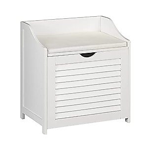Household Essentials Single Load Hamper Cabinet Seat, White