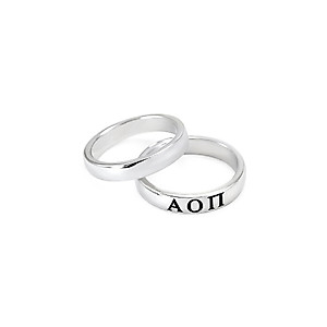The Collegiate Standard Alpha Omicron Pi Sterling Silver Skinny Band Ring (7.0)